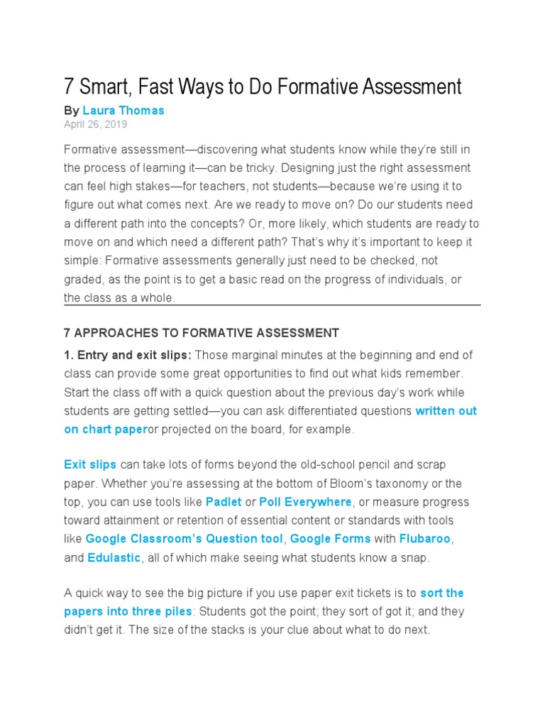7 Smart Formative Assessment | PDF | Learning | Cognitive Science