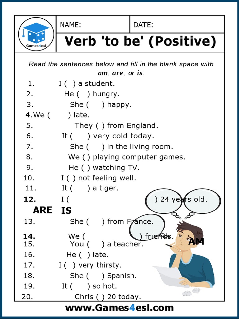 Verb To Be Worksheet 1 | PDF