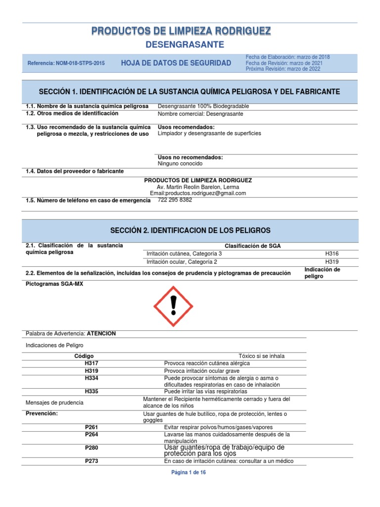 HDS Desengrasante | PDF | Agua | Administración de Seguridad y Salud ... HDS Desengrasante | PDF | Agua | Administración de Seguridad y Salud ...