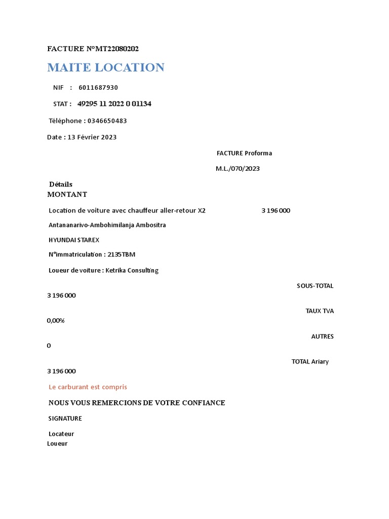 Facture Location Copie | PDF