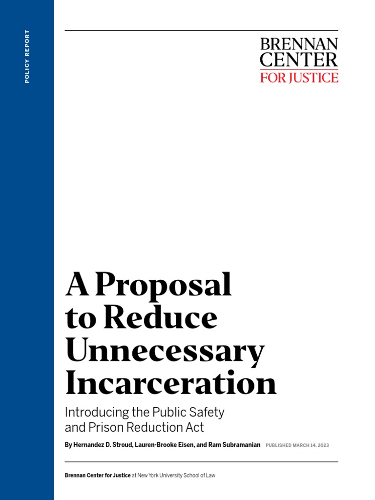 A Proposal To Reduce Unnecessary Incarceration | PDF | Incarceration In ...