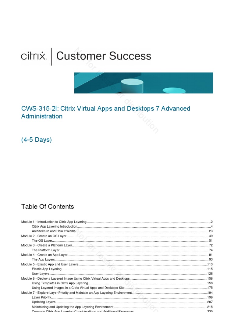 CWS 315 2I en StudentManual 4 5 Days v02 | PDF | Desktop Virtualization | Citrix Systems