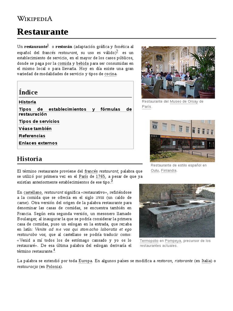 Restaurante | PDF | Restaurantes | Comida y bebida