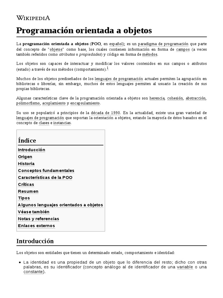 Programación Orientada A Objetos | PDF | Programación orientada a ...