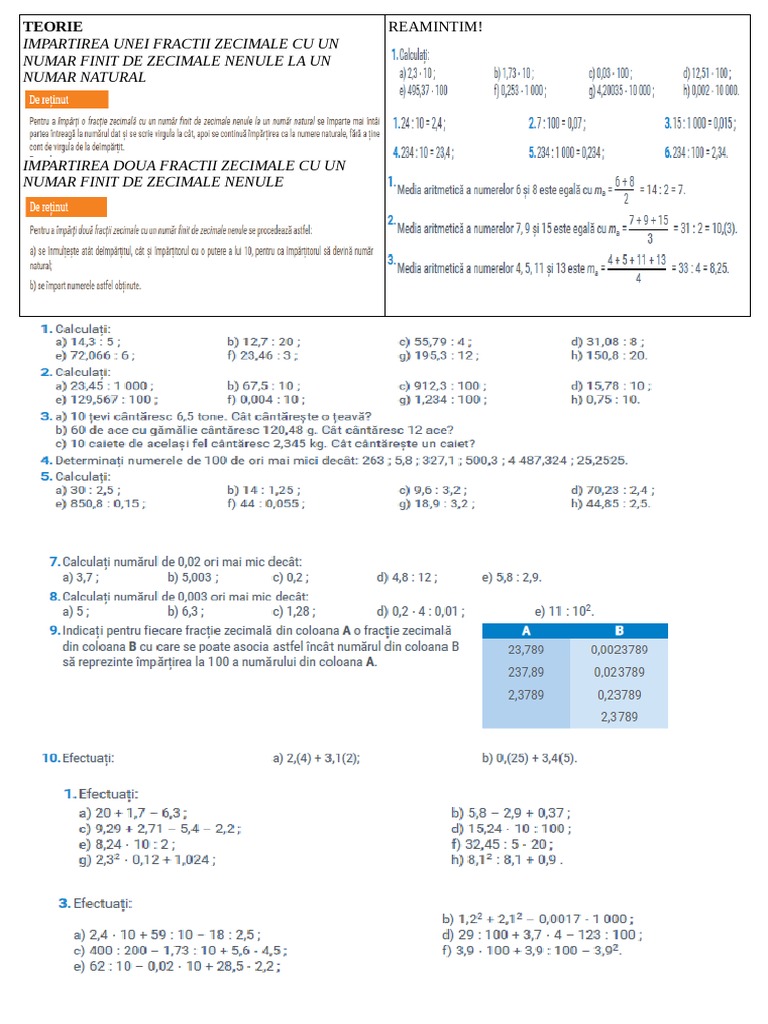 IMPARTIREA FRACTIILOR ZECIMALE-5.odt | PDF