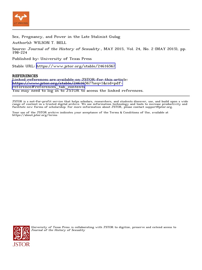 Sex, Pregnancy, and Power in The Late Stalinist Gulag Wilson Bell | PDF ...