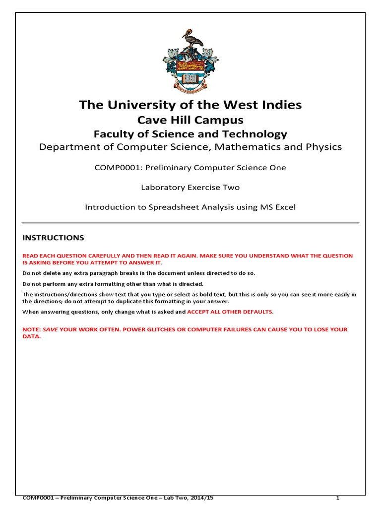 Lab Two - Introduction To MS Excel Part One PDF | PDF | Microsoft Excel ... Lab Two - Introduction To MS Excel Part One PDF | PDF | Microsoft Excel ...