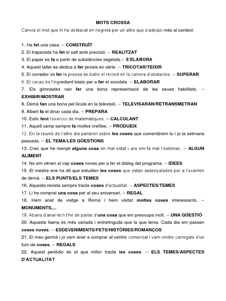 Mots-Crossa SOLUCIONARI | PDF