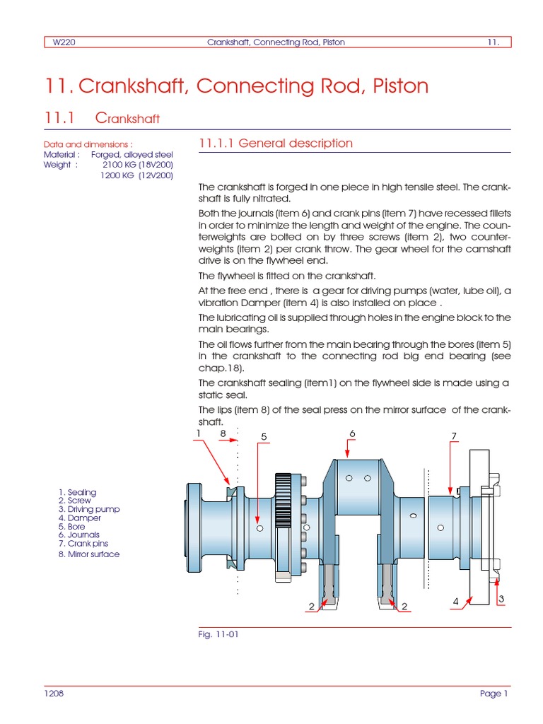 Crankshaft and Connecting Rod Overview | PDF | Piston | Bearing ...