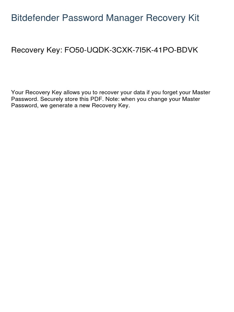Bitdefender Password Manager Key Guide | PDF