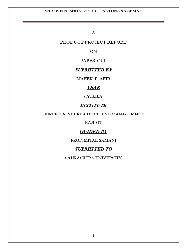 Paper Cup Project | PDF | Human Resource Management | Sales