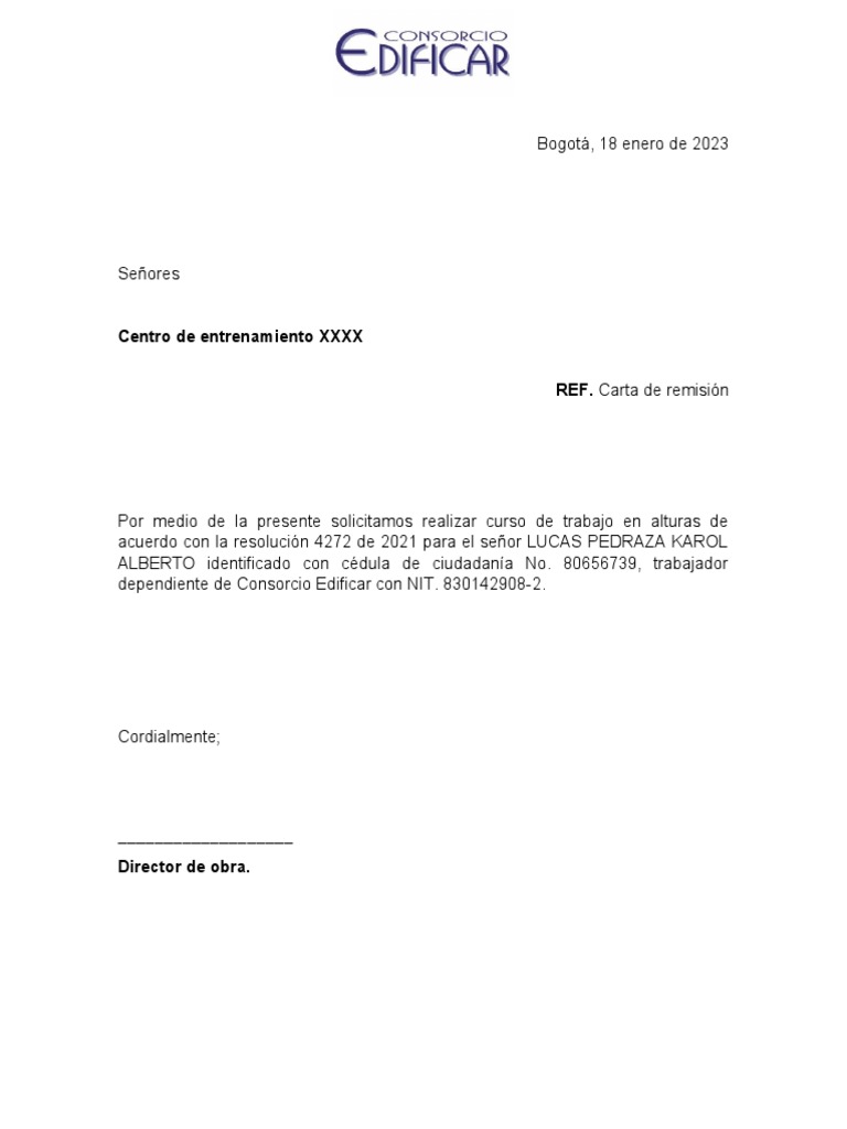 Carta Remisión Alturas | PDF
