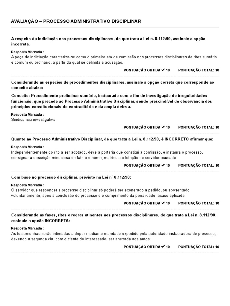 Processo Administrativo Disciplinar | PDF | Justiça | Crime e Violência