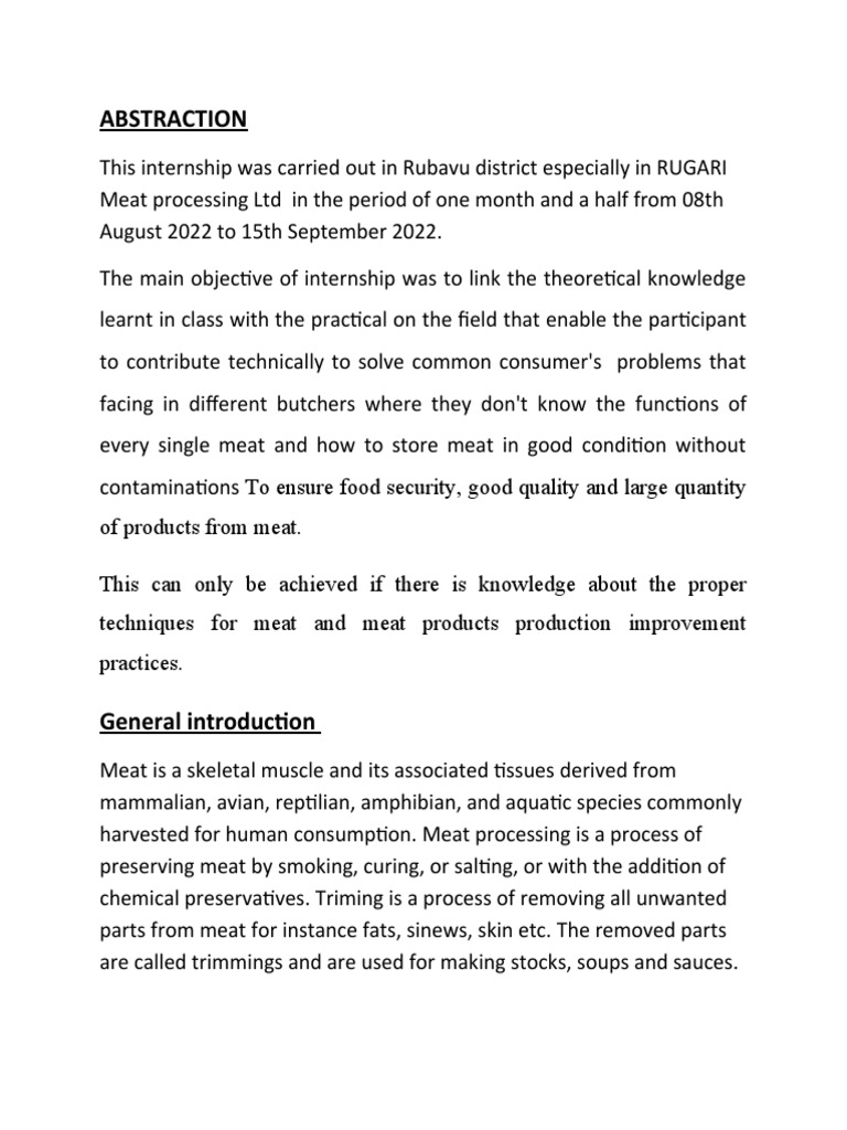 Internship Report | PDF | Meat | Beef