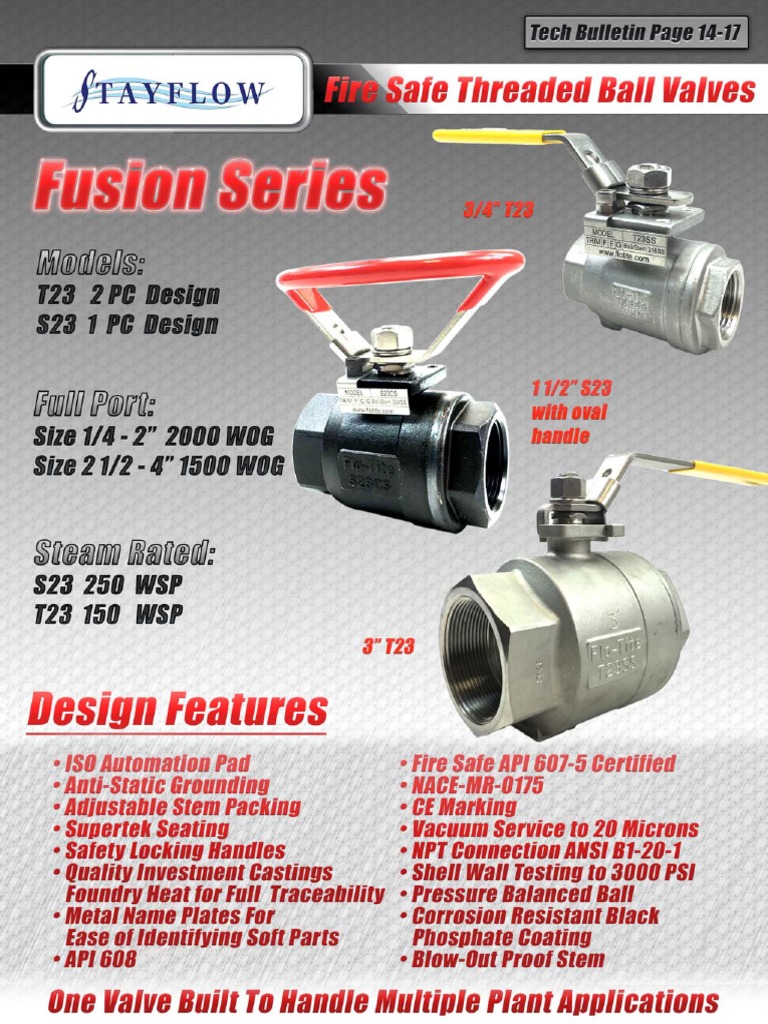 Fusion Series Ball Valve Product Literature | PDF