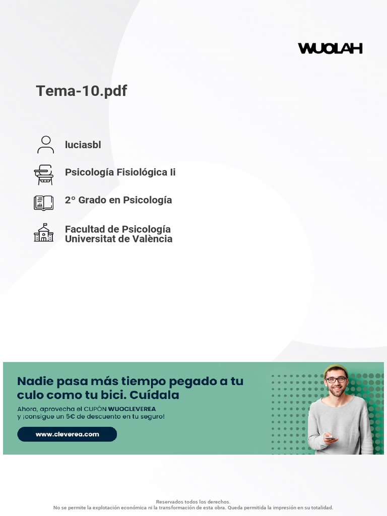 Wuolah Free Tema 10 | Descargar gratis PDF | Trastorno depresivo mayor | Depresión (estado de ánimo)