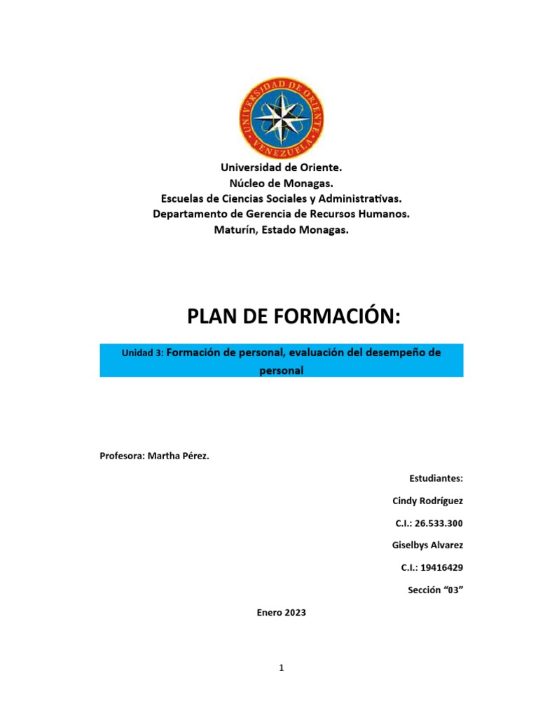 Plan de Formacion | PDF | Aprendizaje | Evaluación