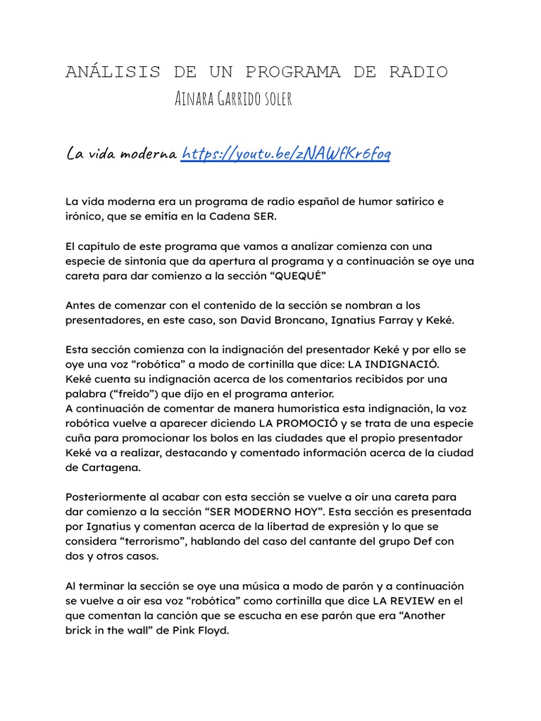 Análisis de Un Programa de Radio | PDF