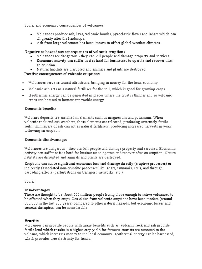 Social and Economic Consequences of Volcanoes | PDF | Volcano ...