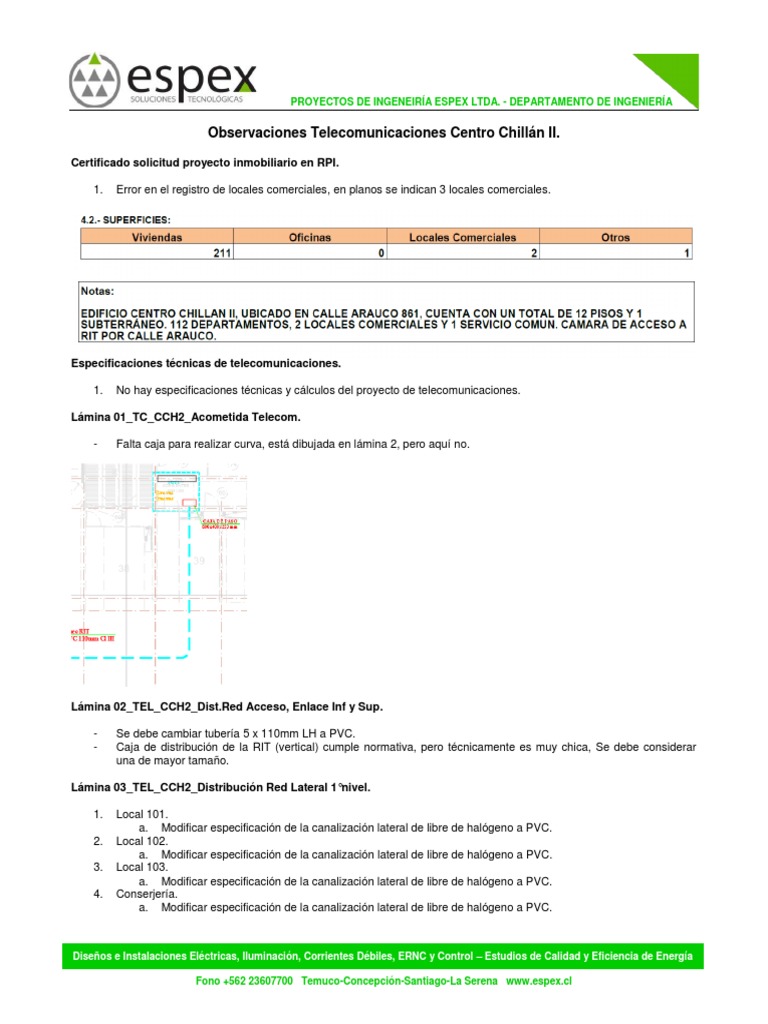 05.02 - Observaciones Edificio Centro Chillán II | PDF | Cable coaxial | Inalámbrico