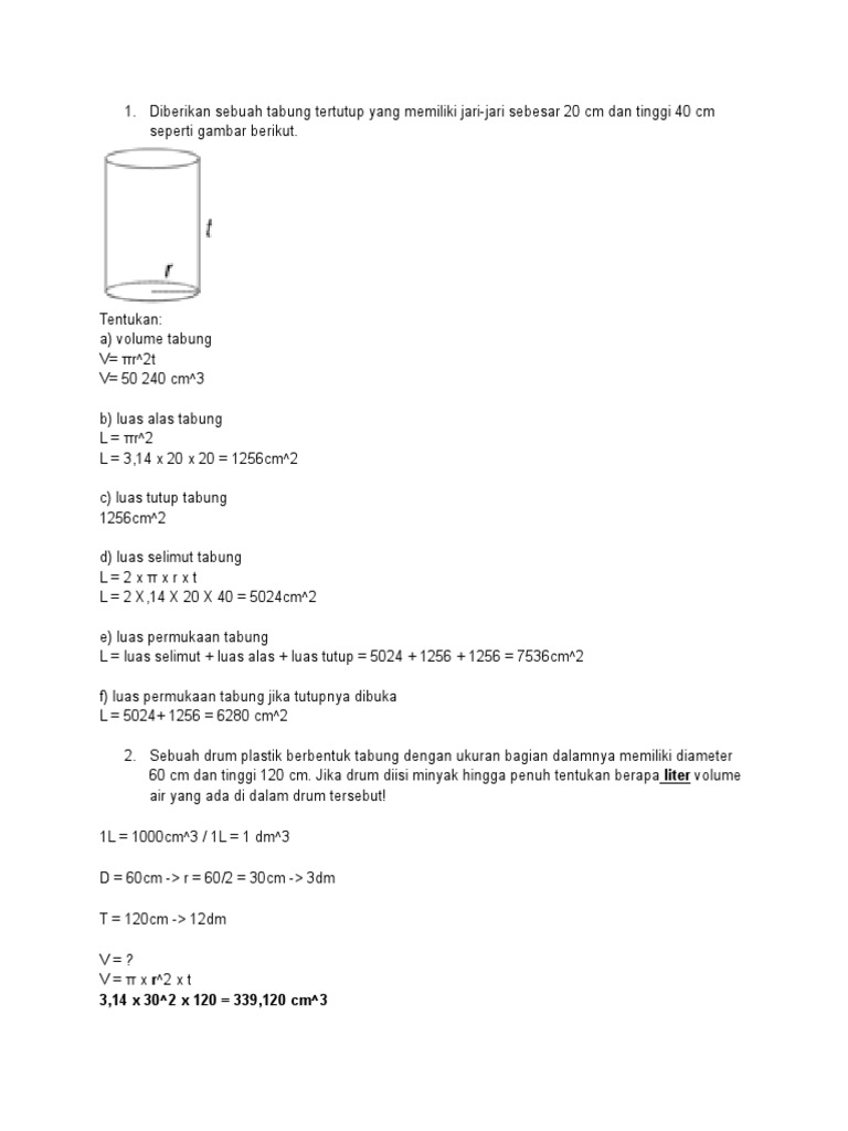 Volume Tabung, Kerucut, Bola | PDF