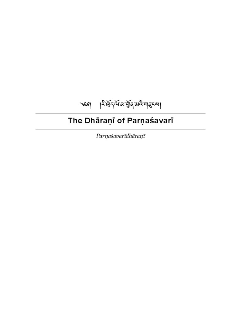 Toh736 84000 The Dharani Of Parnasavari Pdf Pdf Buddhist Texts