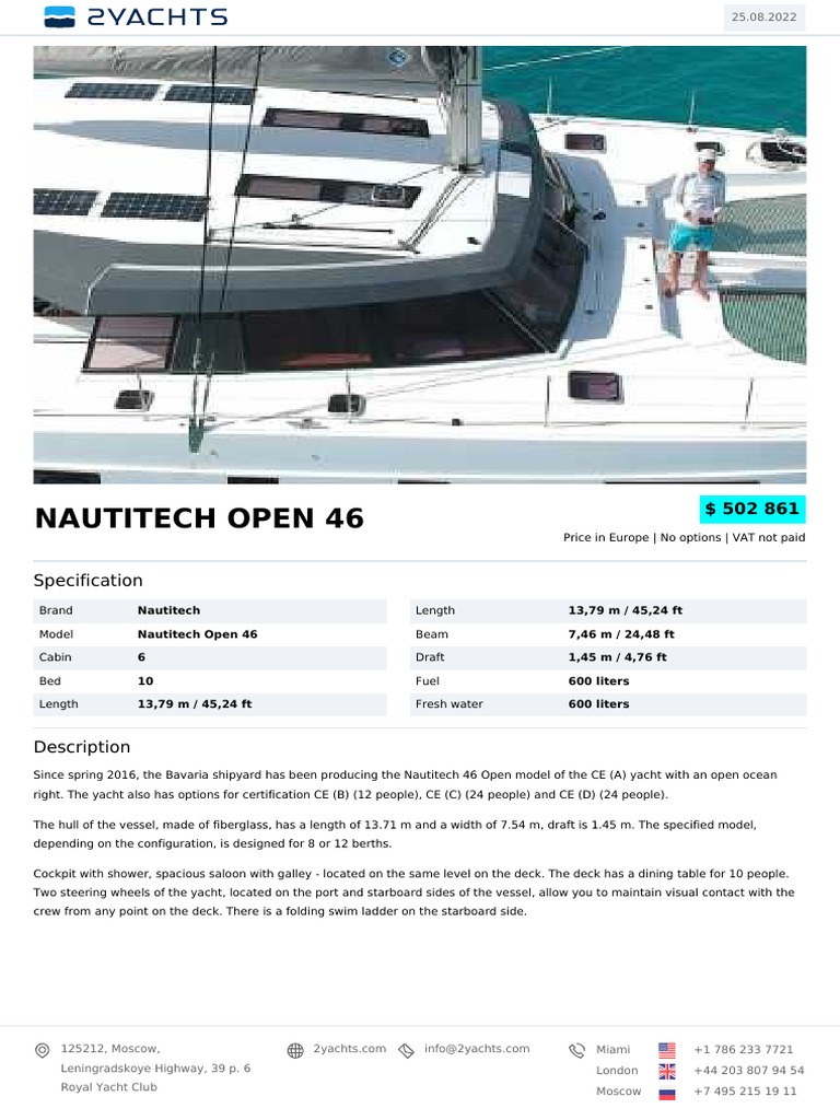 Nautitech Open 46 PDF | Download Free PDF | Yacht | Deck (Ship)