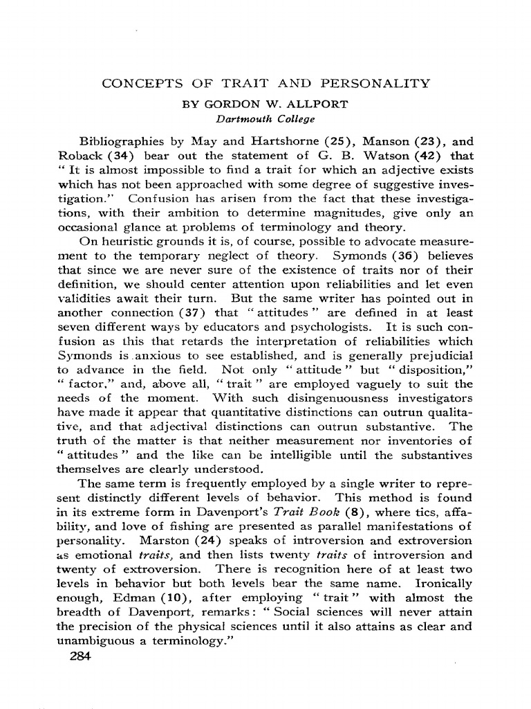 Concepts of Trait and Personality: Bringing Clarity and Precision to ...