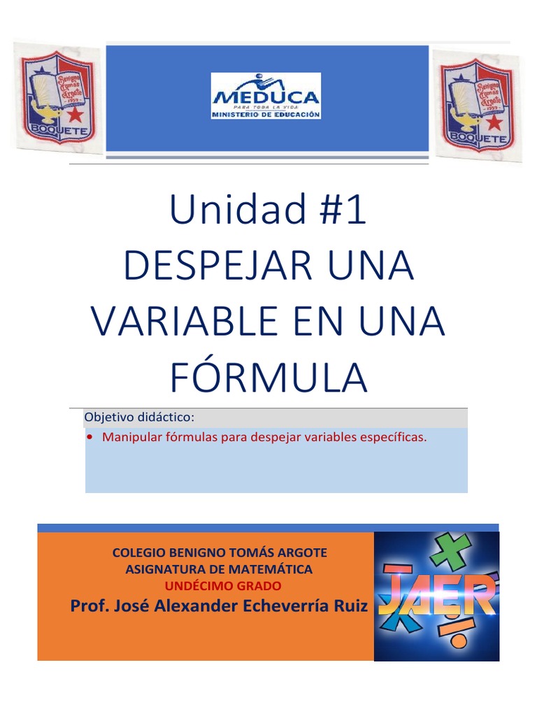 Despeje de Variables en Fórmulas | PDF | Fórmula | Ecuaciones