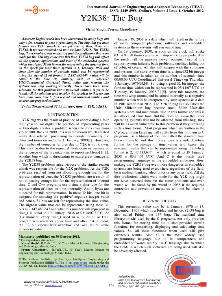 Y2K38 - The Bug | Download Free PDF | Software Bug | Computer Engineering