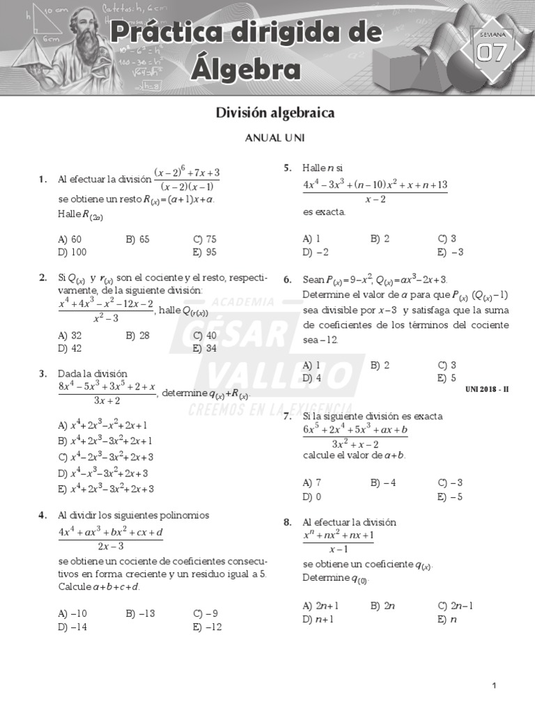 X AUNI Sem7 Diri PDF | PDF | Matemáticas | Álgebra abstracta