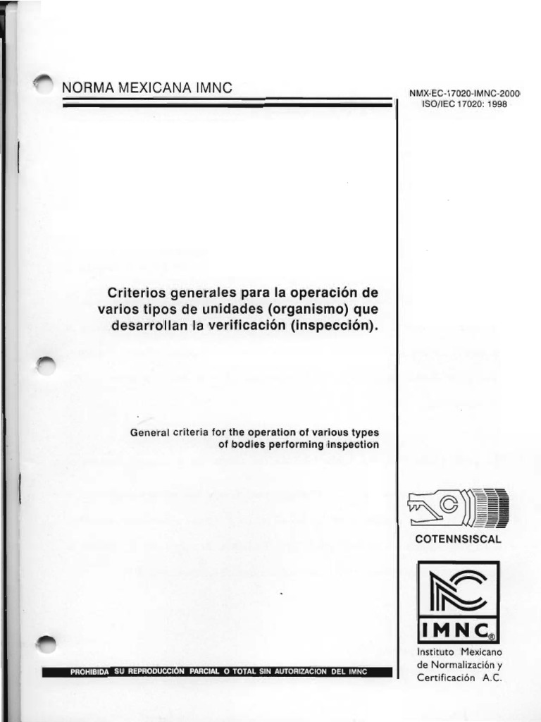 Norma Mexicana 17020 | PDF