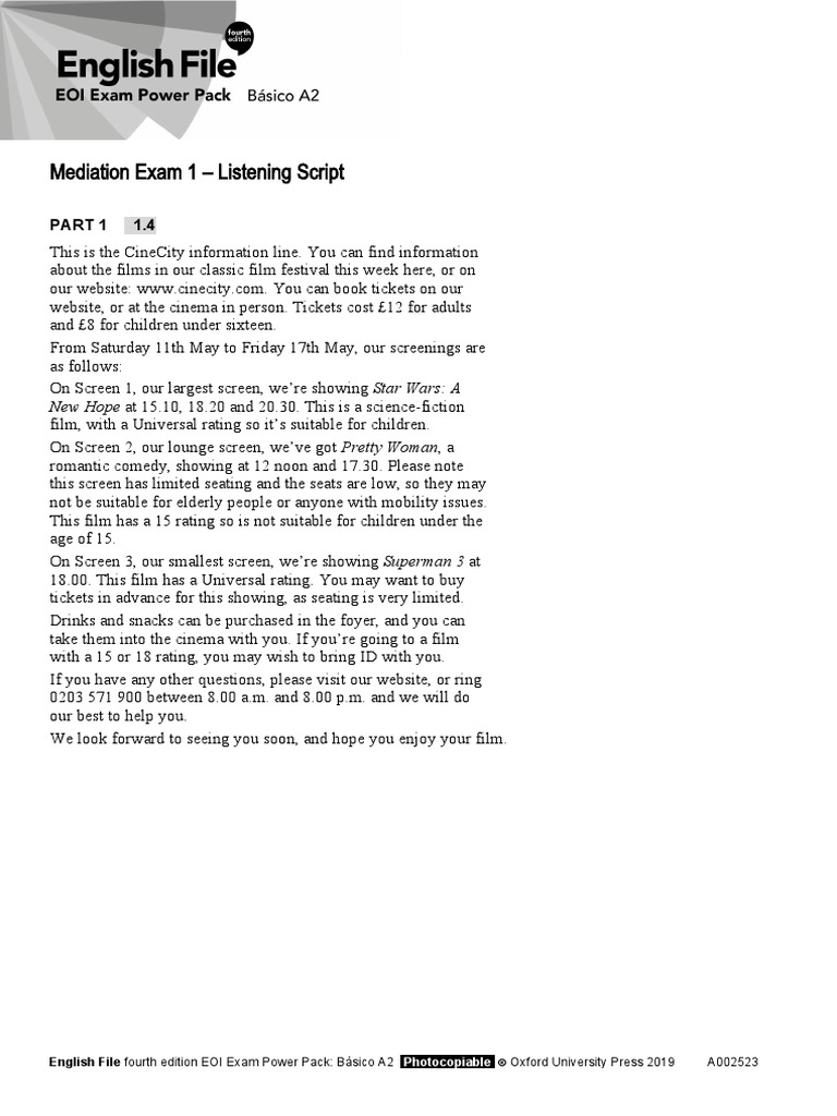 A2 Mediation 1 Listening Script | PDF
