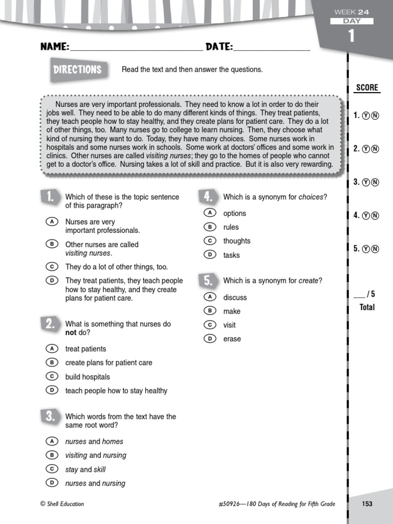 4th - 6th Reading Comp 1 | PDF | Nursing | Patient
