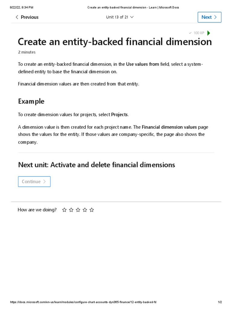 Create An Entity-Backed Financial Dimension - Learn - Microsoft Docs | PDF