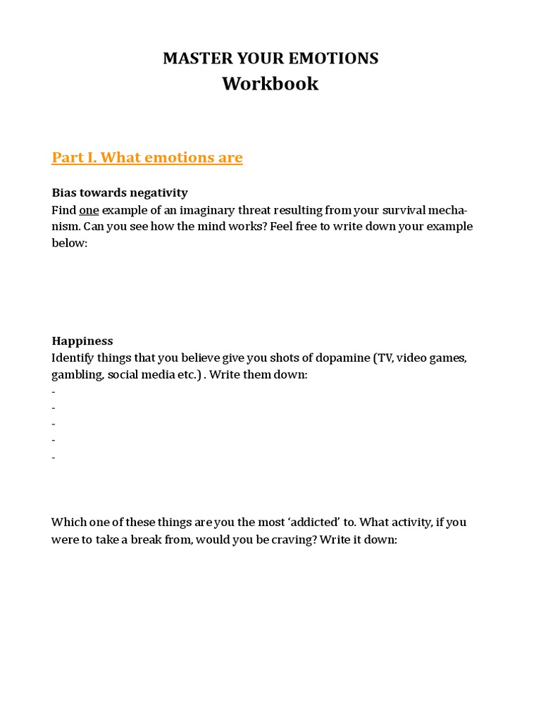 Master Your Emotions Workbook Pdf Emotions Disciplines