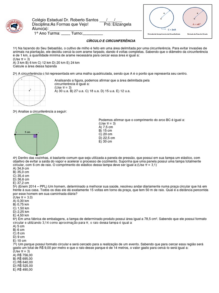 Círculo e Circunferência PDF | PDF | Círculo