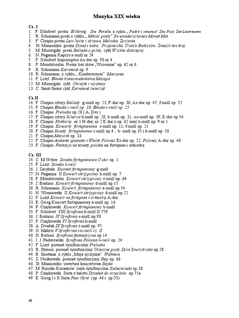 Lista-utworów-XIX-wiek | PDF Lista-utworów-XIX-wiek | PDF