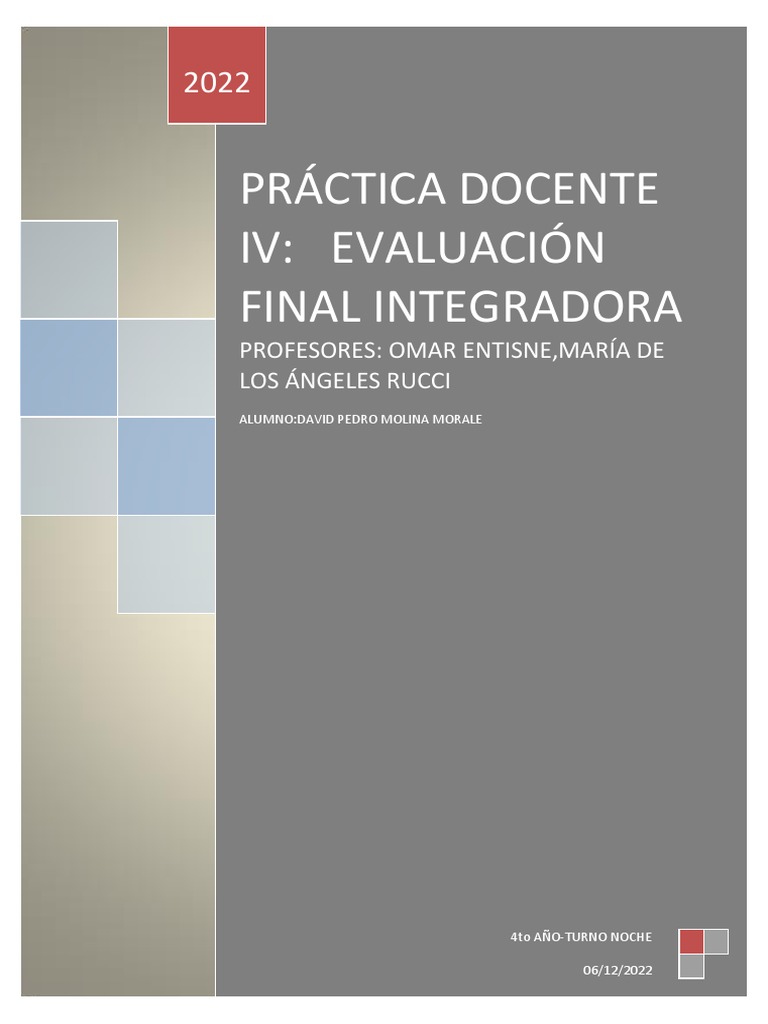 Evaluacion Final Integradora | PDF | Enseñando | Aprendizaje