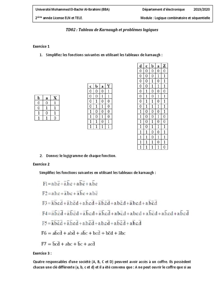 TD2+Solution Logique Combinatoire Et Séquentielle | PDF