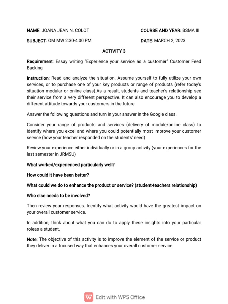 Om - Activity 3 | PDF | Learning | Behavior Modification