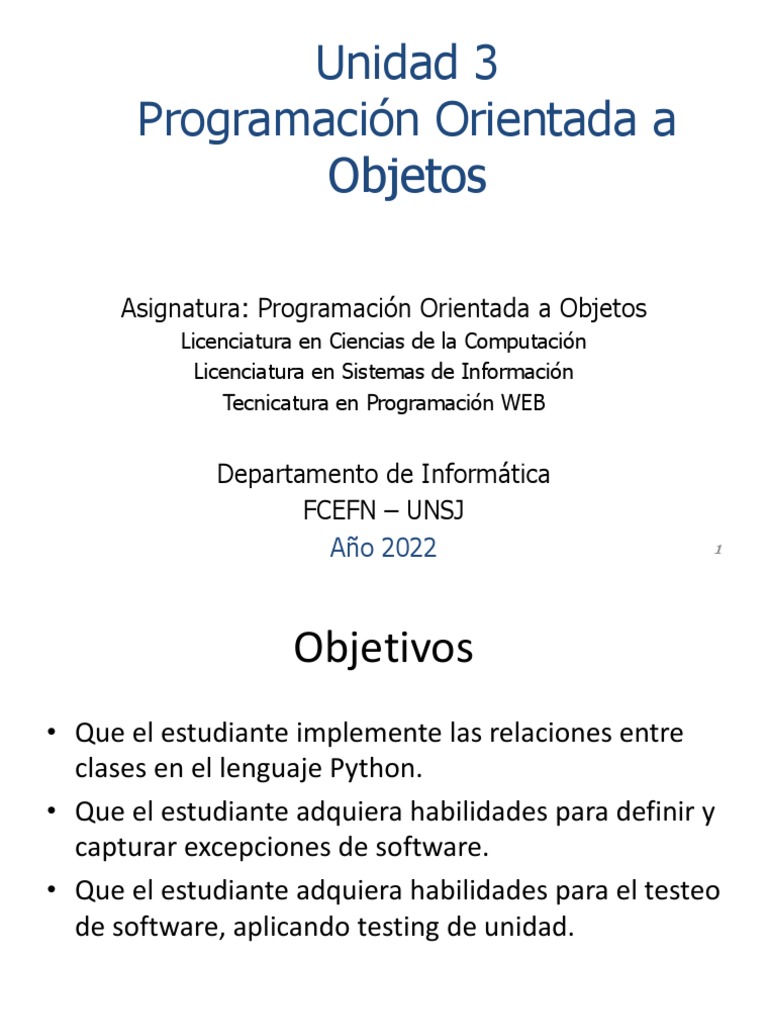 Unidad 3 - 2022 PDF | PDF | Herencia (Programación Orientada a Objetos) | Python (lenguaje de ...