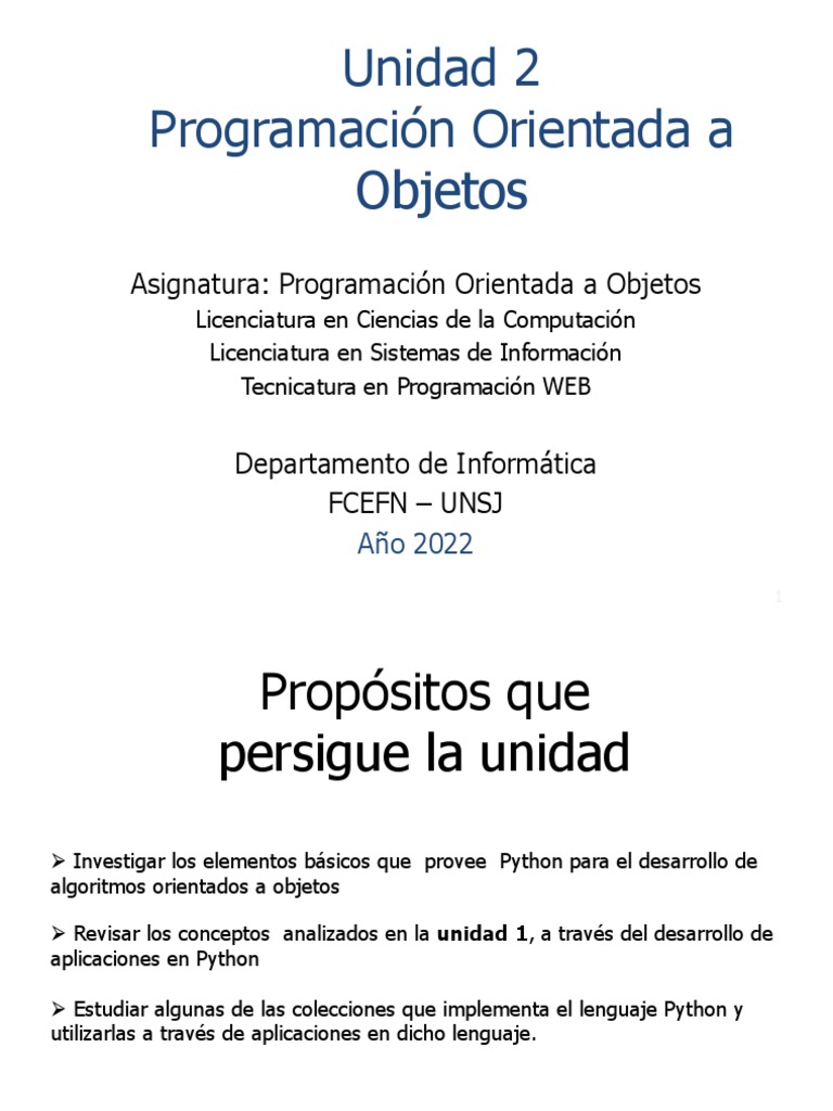 Unidad 2_2022 - PYTHON.pdf | PDF | Python (lenguaje de programación) | Objeto (informática)