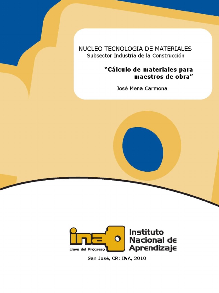 INA-Cálculo de Materiales para Maestros de Obra PDF | PDF | Presupuesto | Hormigón