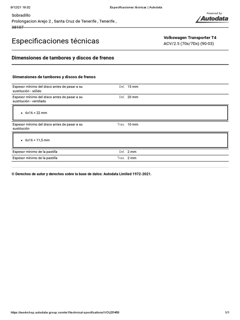 Especificaciones Técnicas - Autodata wT4 PDF | PDF