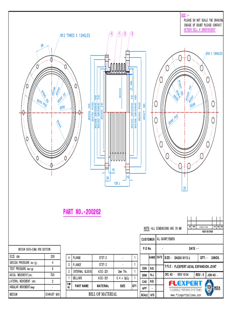 Expansion Bellow - Sample Drawing PDF | Download Free PDF | Mechanical ...