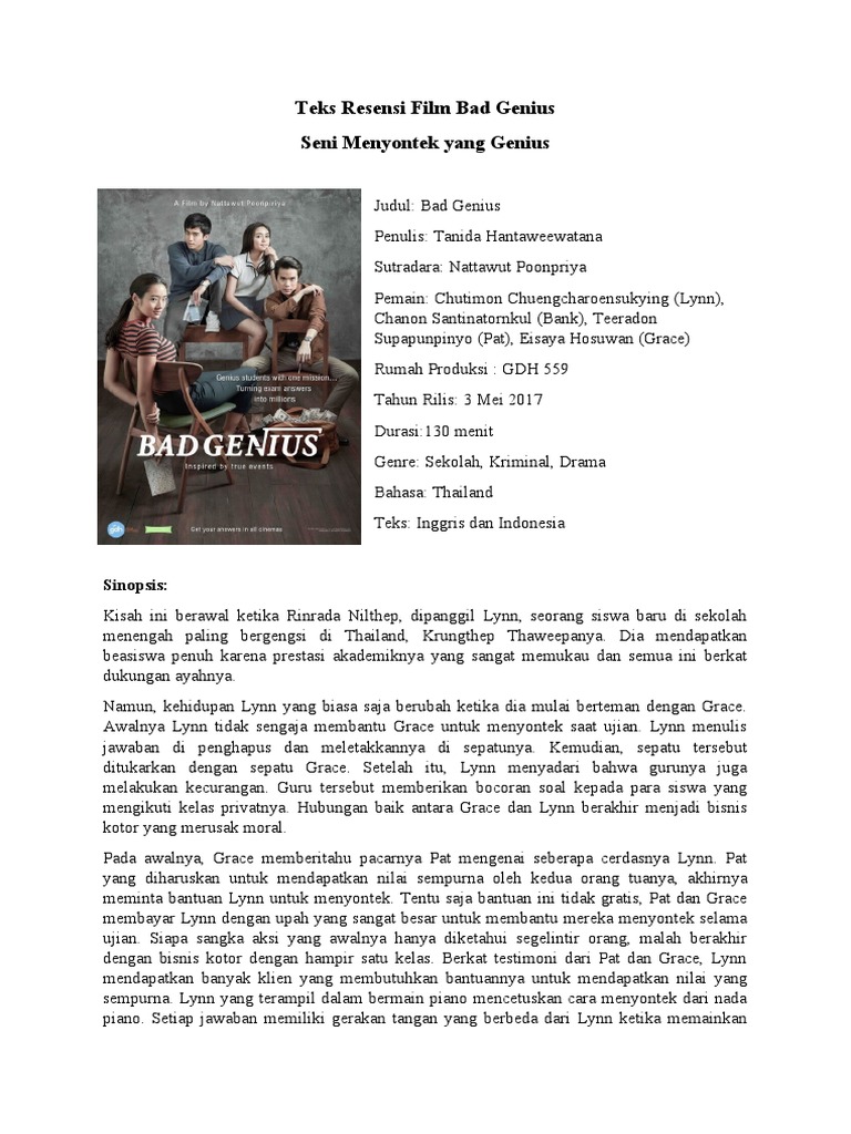 Resensi Bad Genius | PDF