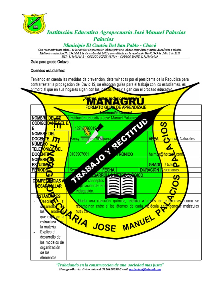 Guia # 1 Octavo | PDF | Átomos | Química