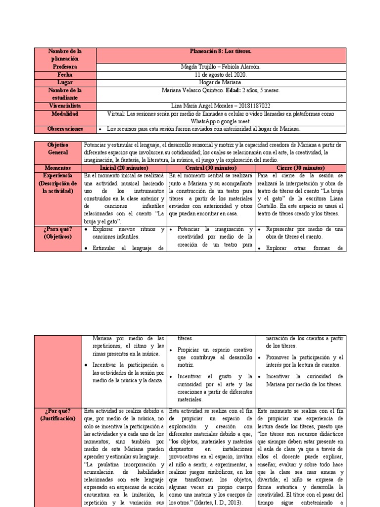 Planeacion 8 | PDF | Teatro | Ciencia cognitiva