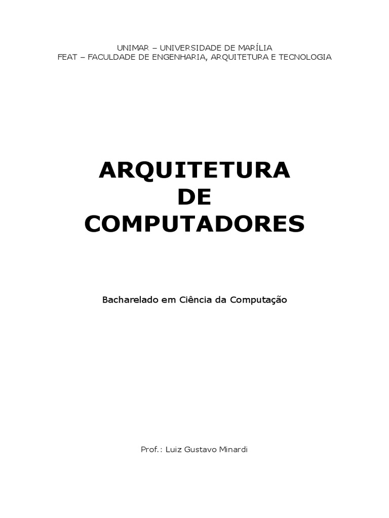 Apostila Arquitetura de Computadores | PDF | Entrada/Saída | Armazenamento de dados de computador